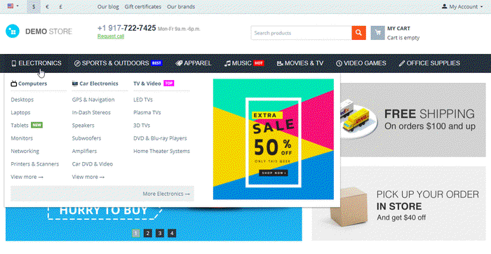 Menu stile Amazon CS-Cart